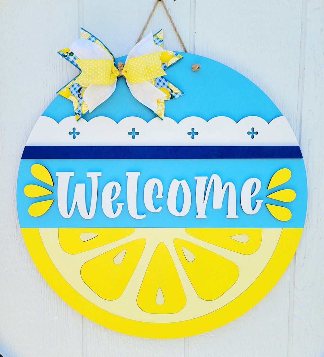 Welcome Lemon Door Hanger | Lemonade Door Hanger | Summer Door Hanger ...