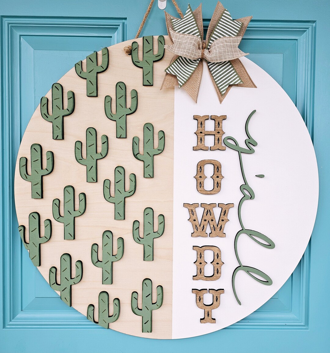 Howdy Y'all Cactus Door Hanger | Everyday All Year Door Hanger ...