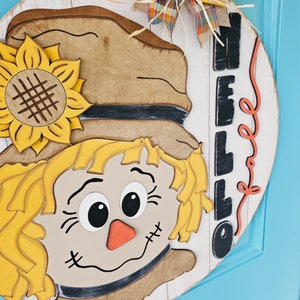 Hello Fall Scarecrow Door Hanger | Fall Door Hanger | Sunflower ...