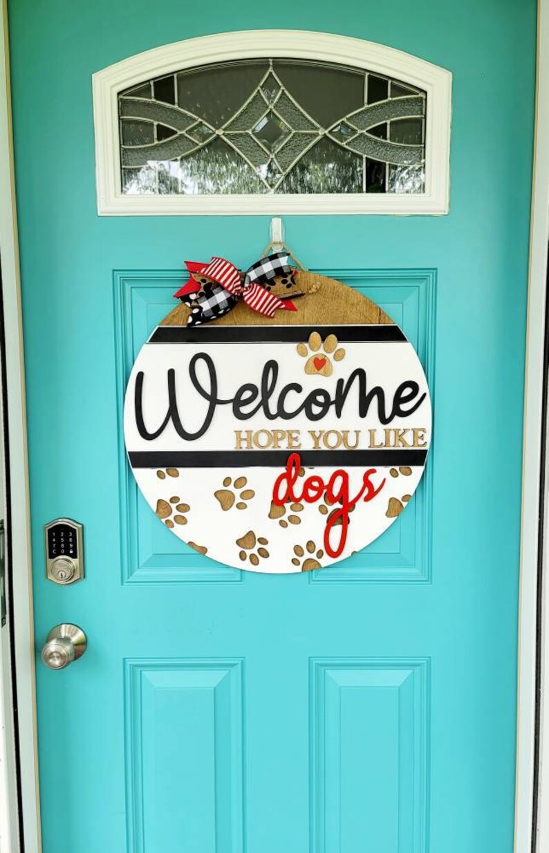 Welcome Hope You Like Dogs | Pet Door Hanger | Dog Door Hanger | DIY ...