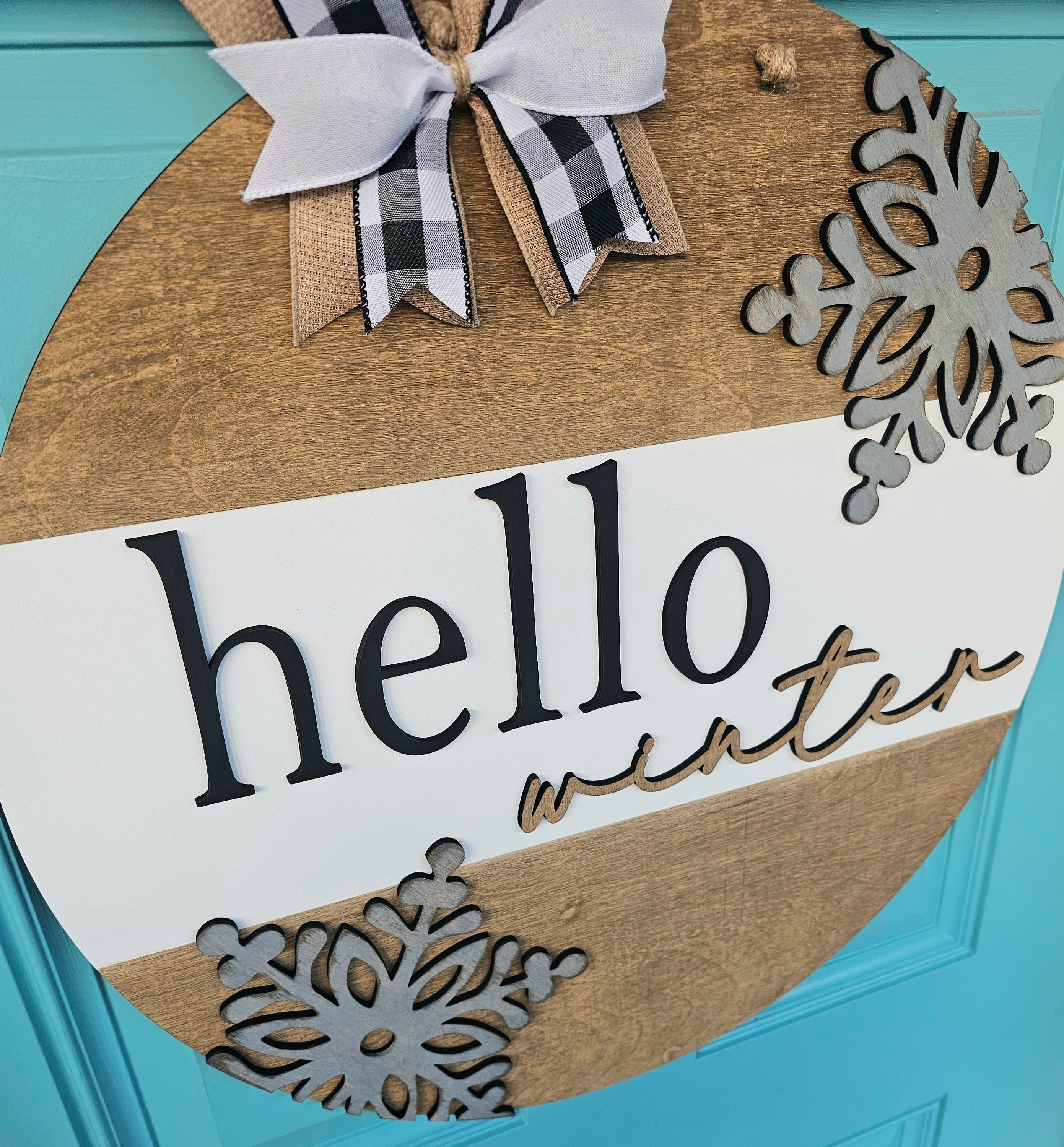 Hello Winter Classic Snowflake Door Hanger | Hello Winter Door Hanger ...