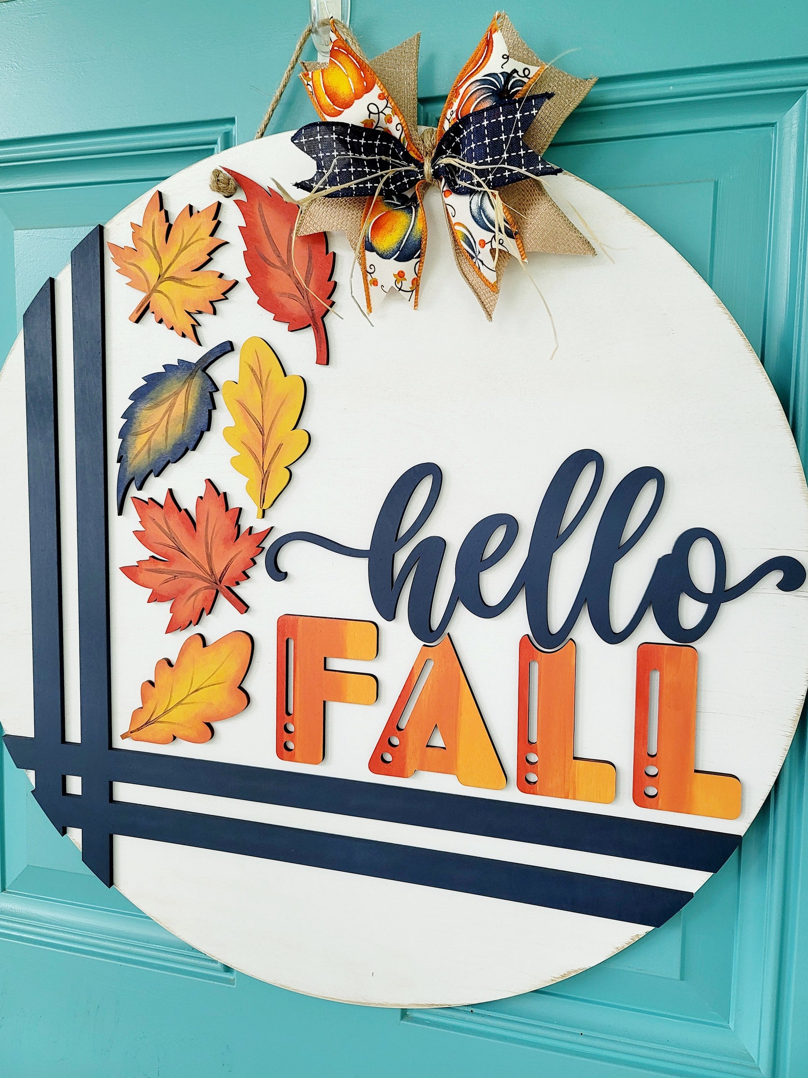 Hello Fall Door Hanger Fall Stitch Door Decor DIY Fall - Etsy