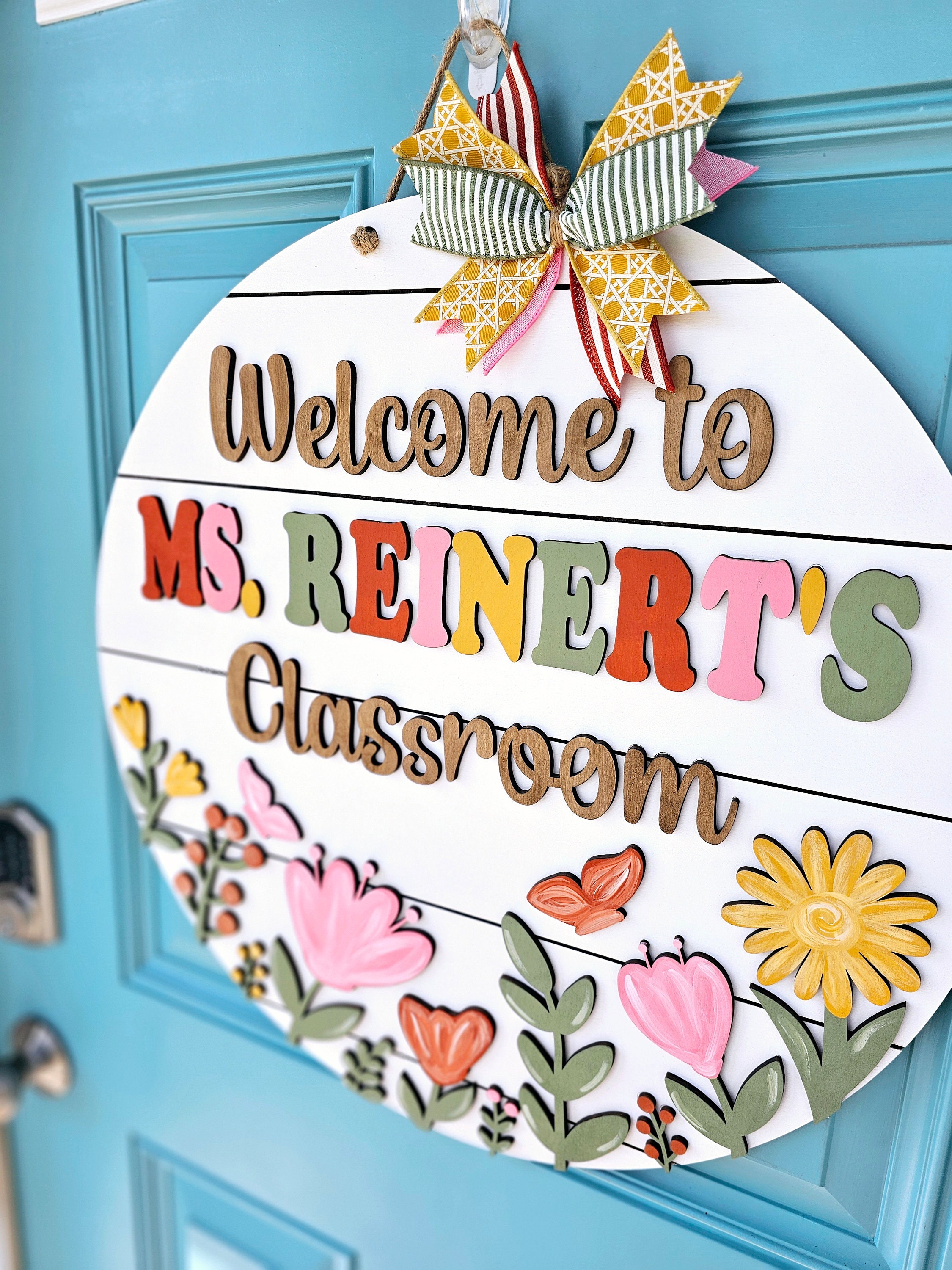 Personalized Floral Classroom Door Hanger | Teacher Gift | Classroom ...