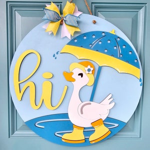 Spring Duck Door Hanger | Spring Rain Door Decor | Duck in Rainboots ...