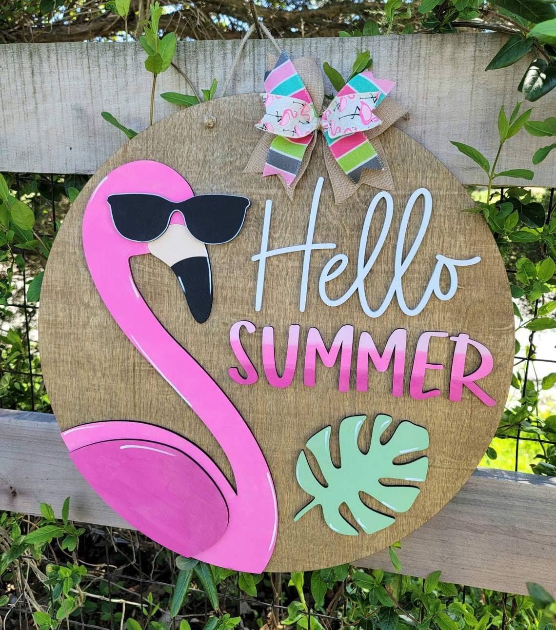 Flamingo Door Hanger Hello Summer Decor DIY Summer - Etsy