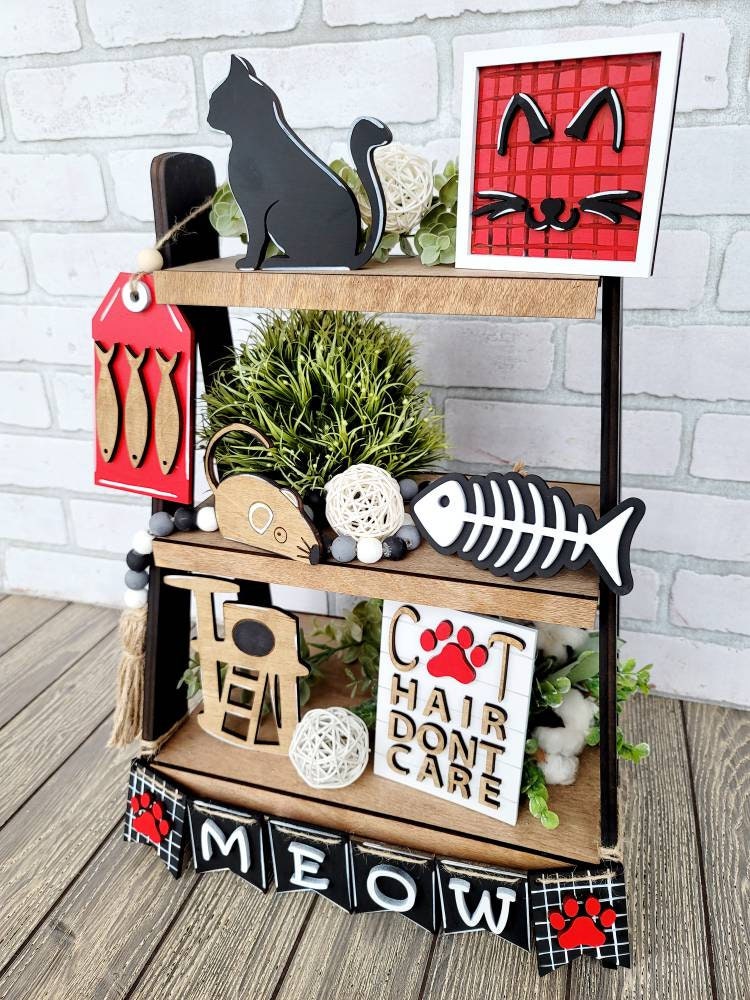 Cat Tiered Tray Set Tiered Tray Sets Pet Tieres Tray Cat - Etsy