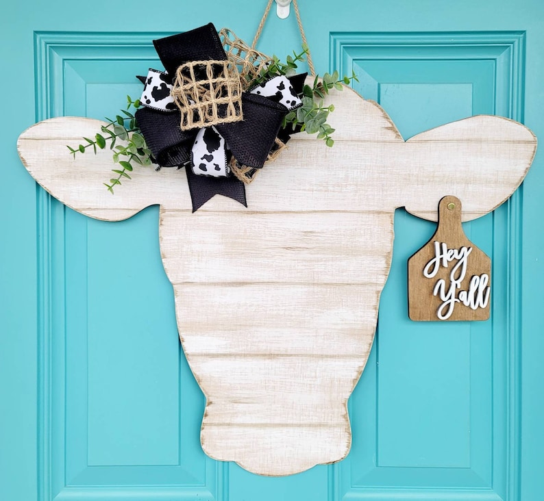 Cow Door Hanger Farm Life Door Decor DIY Cow - Etsy