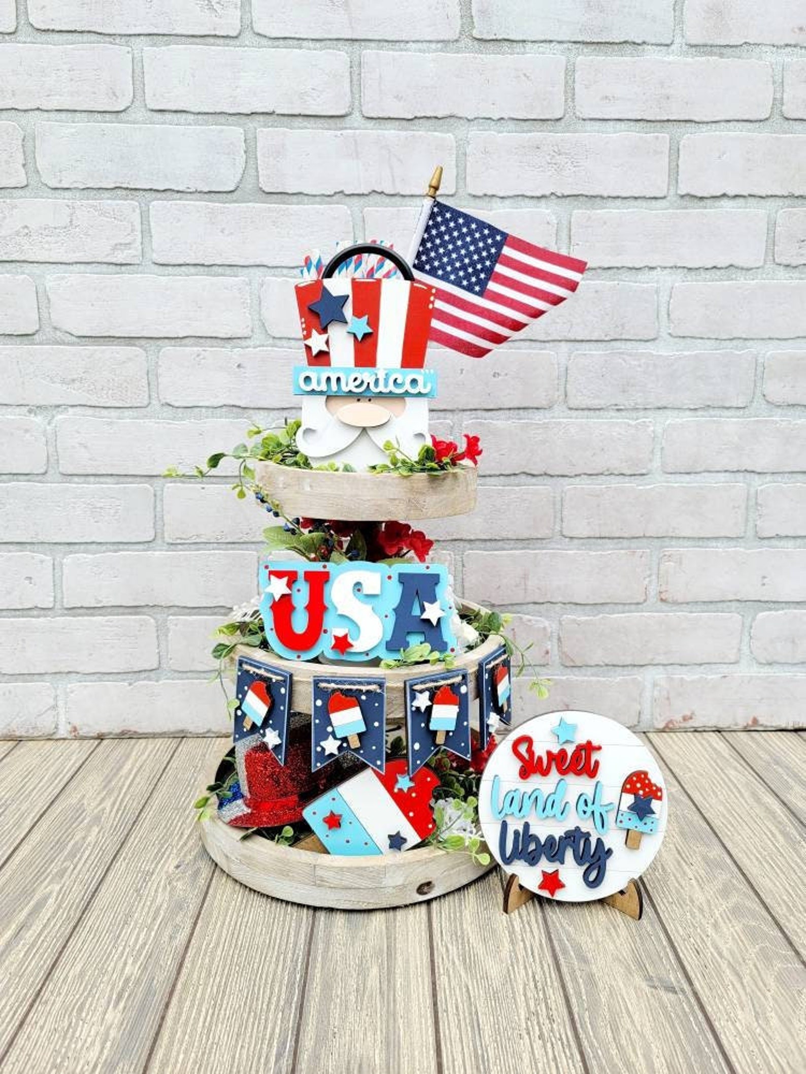 Land of Liberty Tiered Tray | Patriotic Tray | 4th of July Decor | Set ...