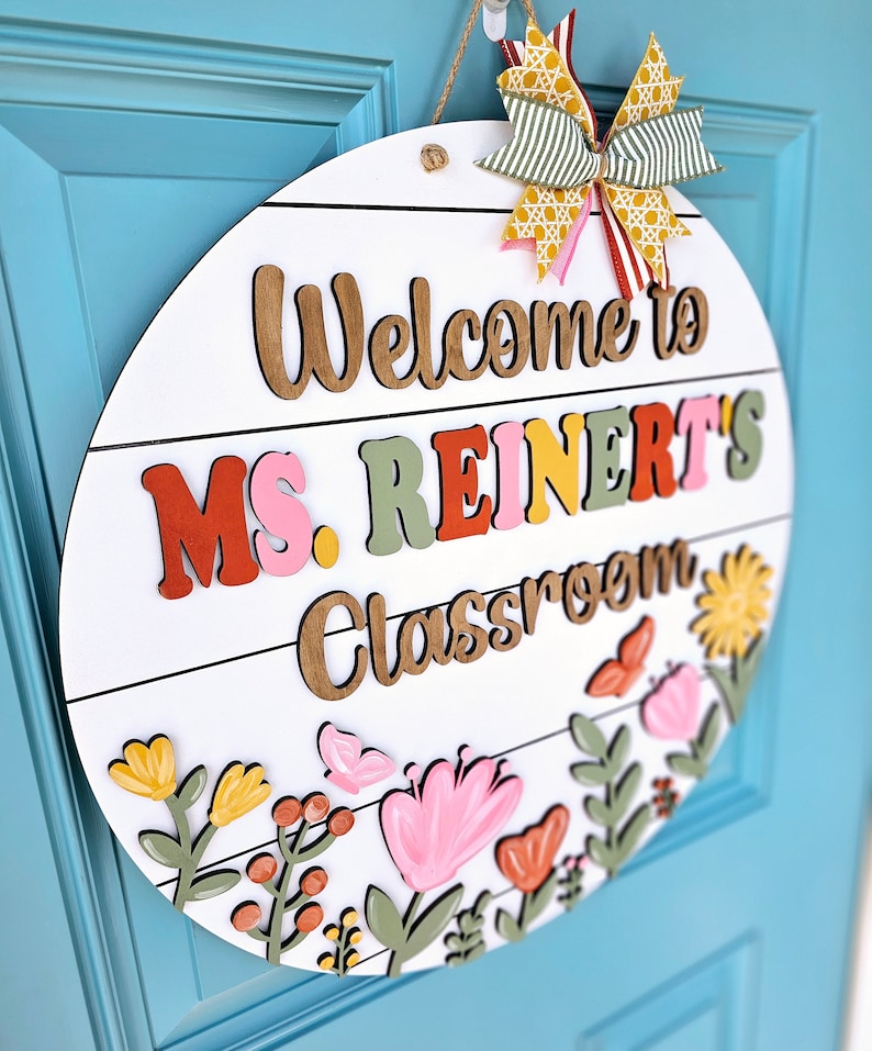 Personalized Floral Classroom Door Hanger | Teacher Gift | Classroom ...
