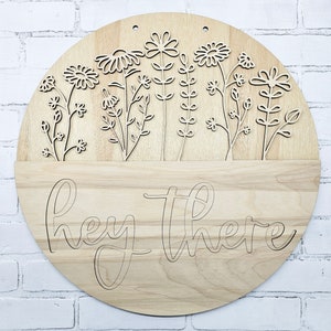 Hey There Flower Door Hanger | Spring Boho Porch Decor | Spring Flowers ...