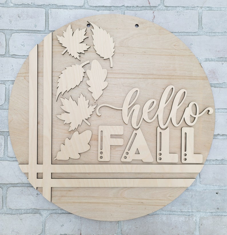 Hello Fall Door Hanger | Fall Stitch Door Decor | DIY Fall Leaves Door ...