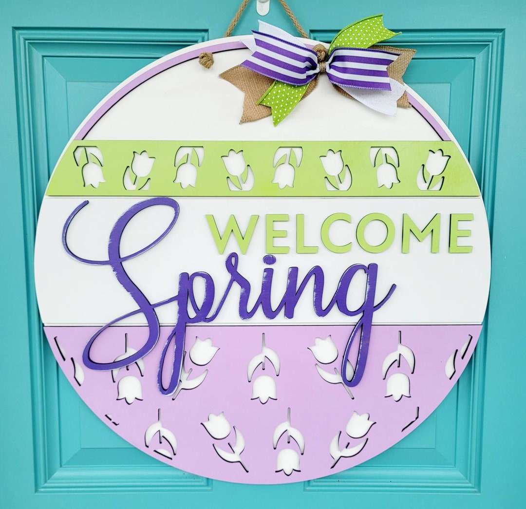 Welcome Spring Door Hanger | Spring Porch Decor | DIY Spring - Etsy
