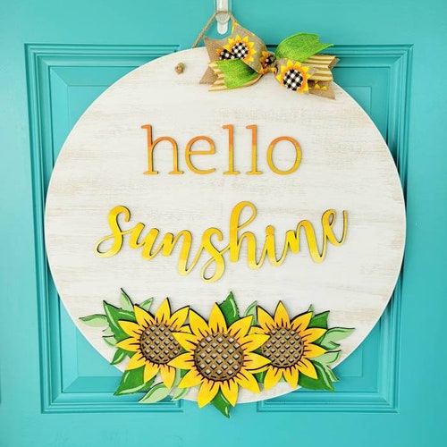 Hello Sunshine Sunflower Door Hanger DIY Sunflower Door | Etsy