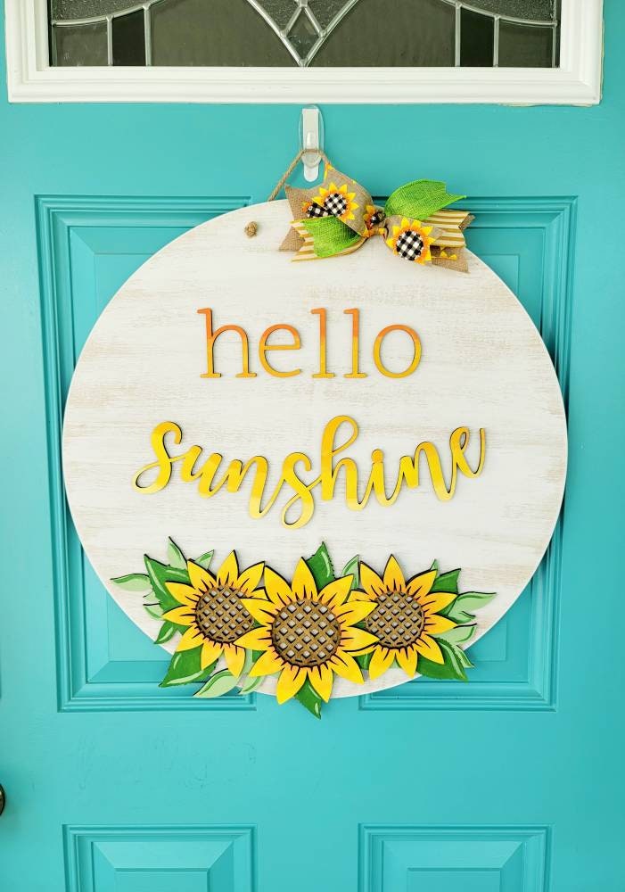 Hello Sunshine Sunflower Door Hanger DIY Sunflower Door | Etsy