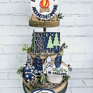 Camping Tiered Tray Set | Camper Decor | Set of 8 | Camping Tiered Tray ...