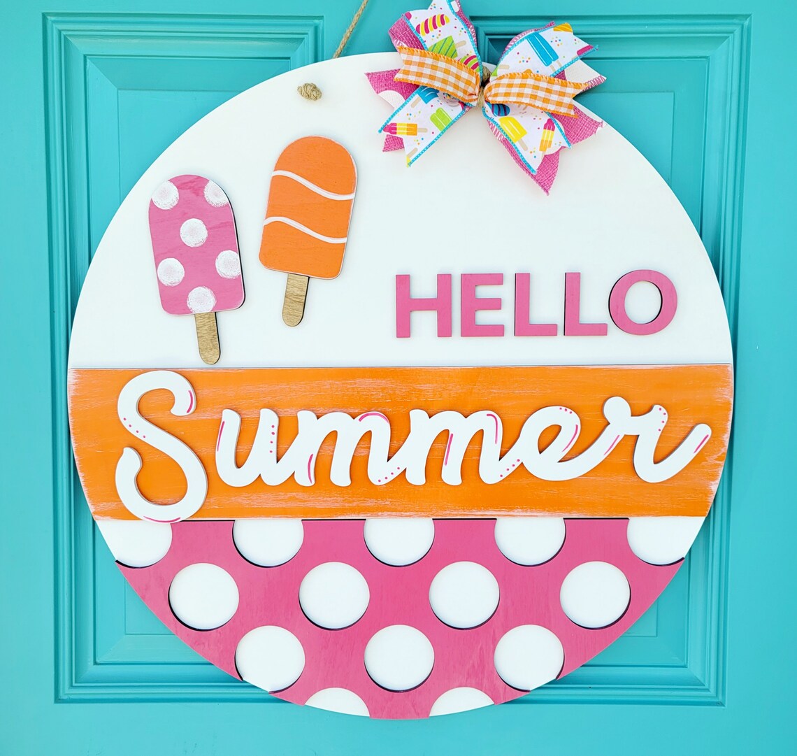Hello Summer Door Hanger Popsicles and Summer DIY Summer - Etsy