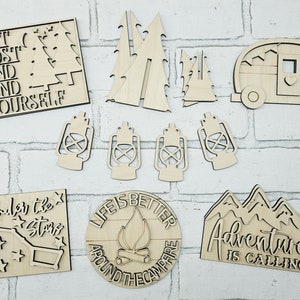 Camping Tiered Tray Set | Camper Decor | Set of 8 | Camping Tiered Tray ...