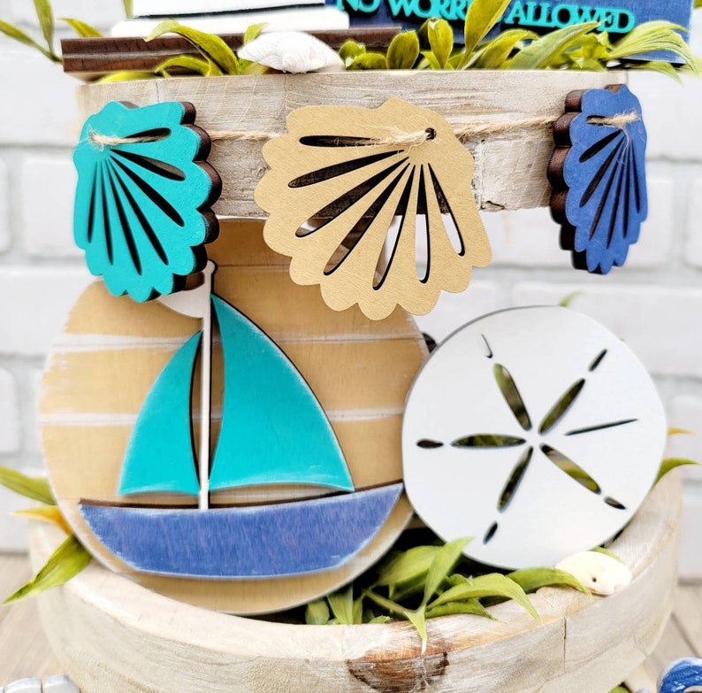 Nautical Tiered Tray Set| Beach Tiered Tray | Set of 8 | DIY Tiered ...