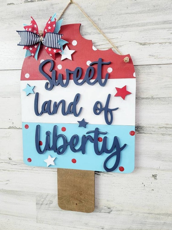 Sweet Land of Liberty Patriotic Popsicle Door Hanger DIY - Etsy