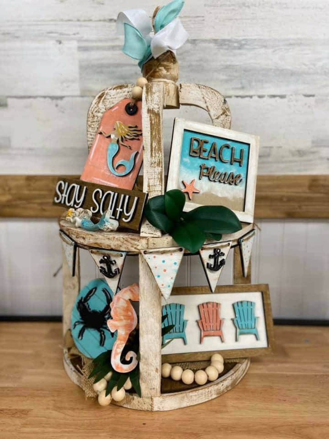 Beach Tiered Tray Set | Beach Decor Set | Set of 7 | DIY Beach Tiered ...