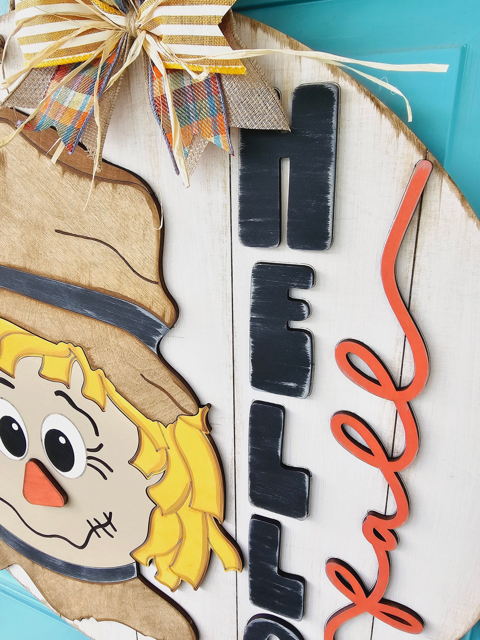 Hello Fall Scarecrow Door Hanger | Fall Door Hanger | Sunflower ...