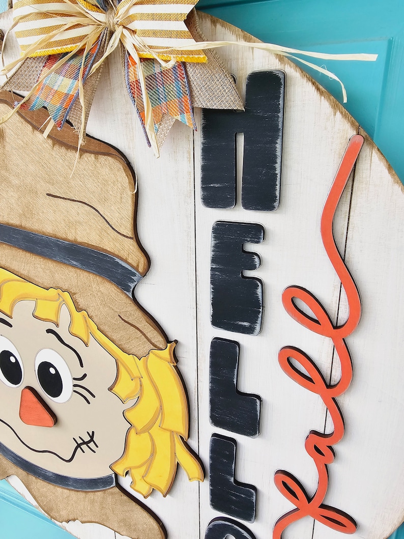 Hello Fall Scarecrow Door Hanger | Fall Door Hanger | Sunflower ...