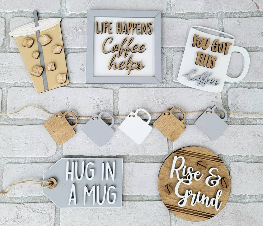 Coffee Tiered Tray Set | Set of 6 | Coffee Lover Gift | DIY Tiered Tray ...