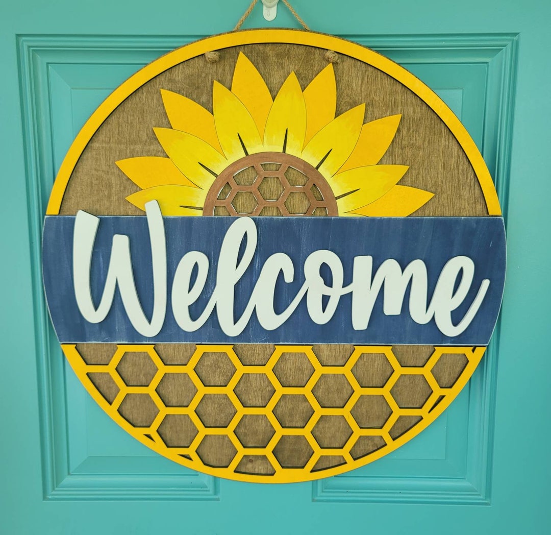 Welcome Sunflower Door Hanger | Sunflower Door Decor | DIY Sunflower ...