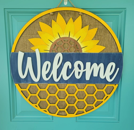 Welcome Sunflower Door Hanger Sunflower Door Decor DIY | Etsy
