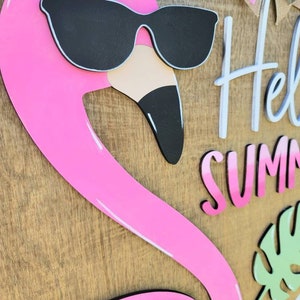 Flamingo Door Hanger | Hello Summer Decor | DIY Summer Flamingo - Etsy