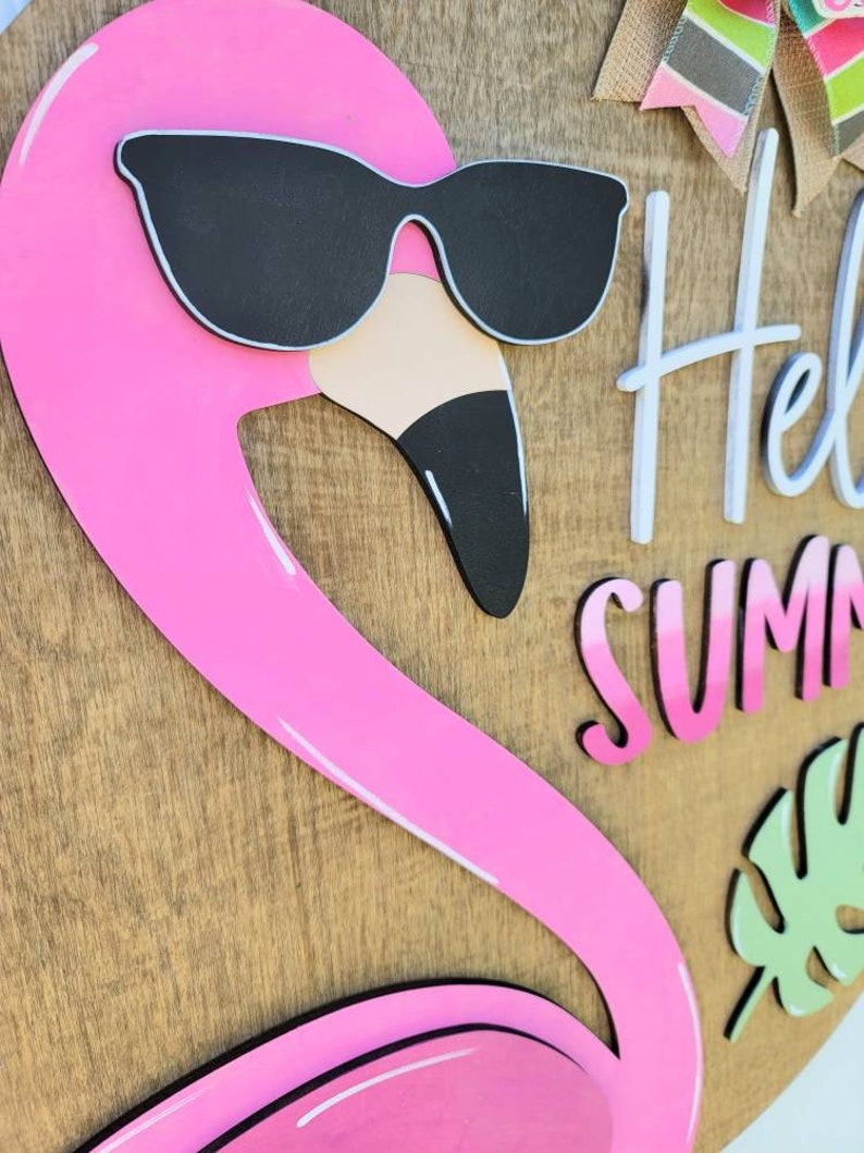 Flamingo Door Hanger Hello Summer Decor DIY Summer - Etsy