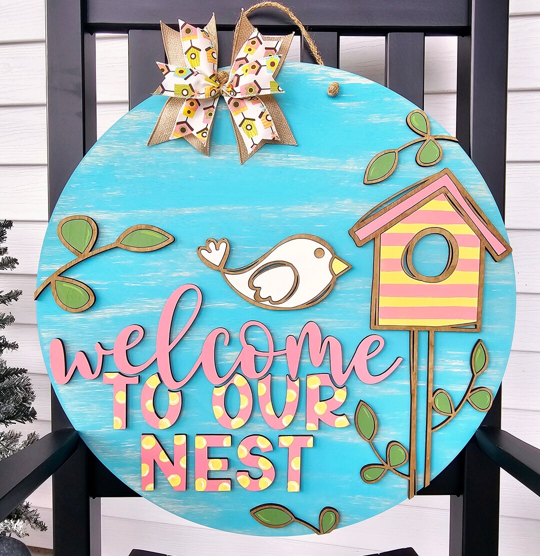 Welcome to Our Nest Door Hanger | Spring Birds Porch Decor | DIY Spring ...