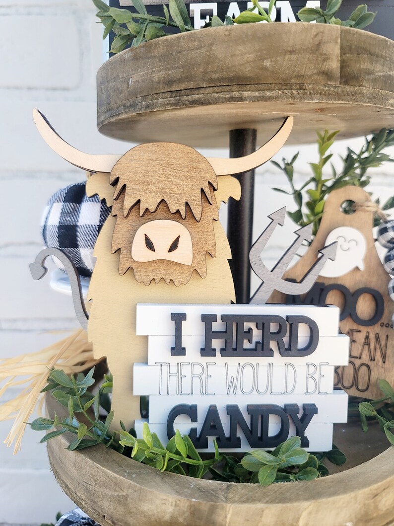 Halloween on the Farm Tray Set Halloween Cow Tray Decor - Etsy