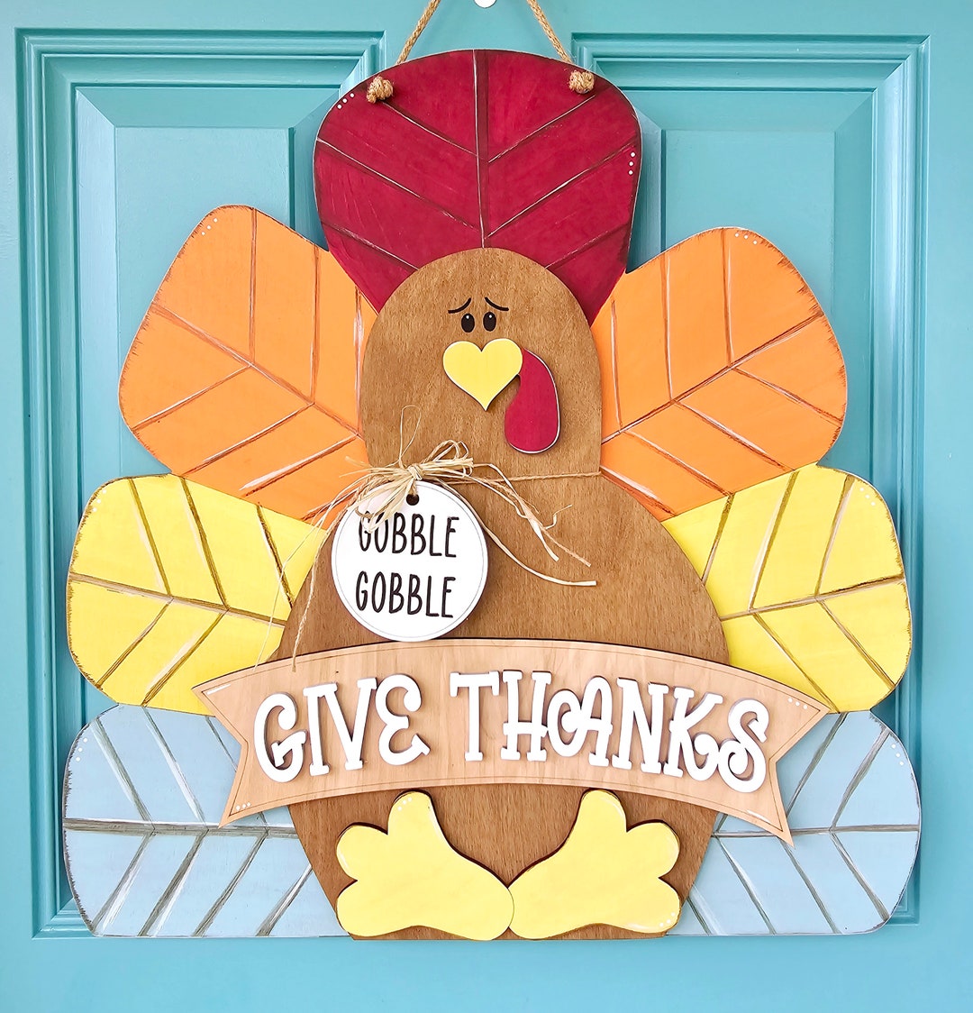 Thanksgiving Turkey Door Hanger Thanksgiving Door Decor Fall Door