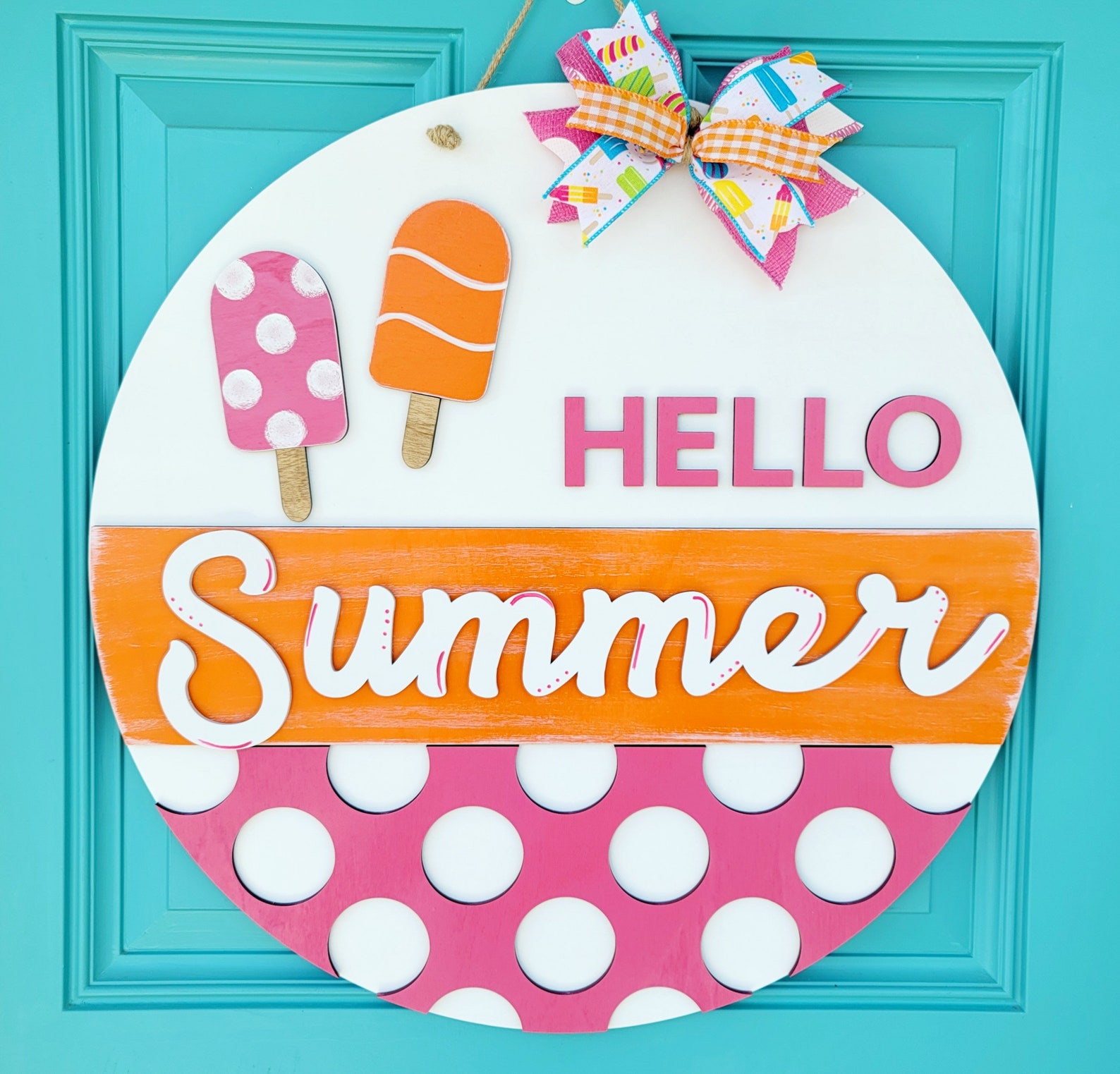 Hello Summer Door Hanger Popsicles and Summer DIY Summer - Etsy