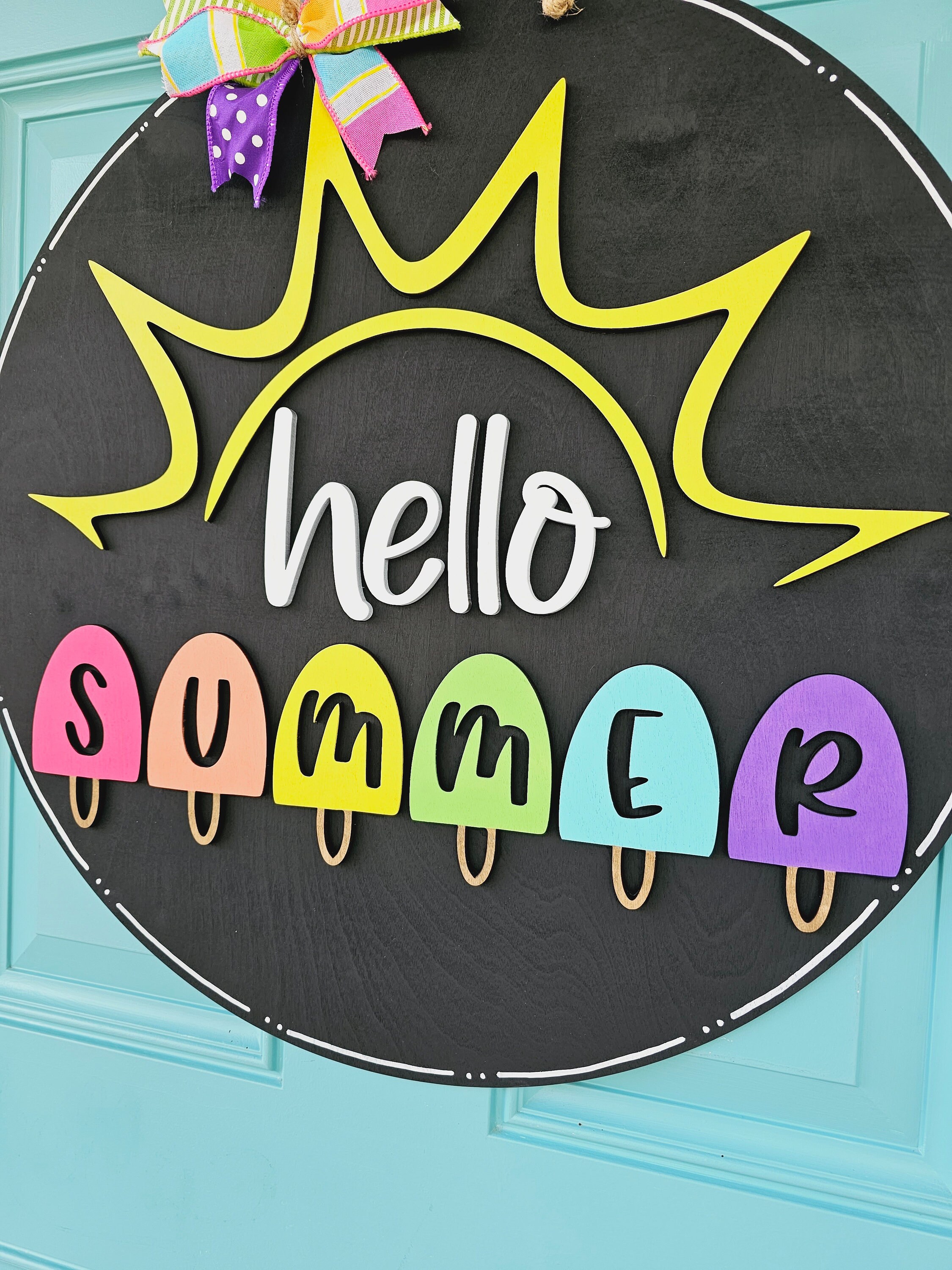 Hello Summer Sun Ray & Popsicle Door Hanger | Popsicles and Summer ...
