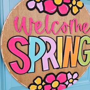 Welcome Spring Flowers Door Hanger | Spring Porch Decor | DIY Spring ...