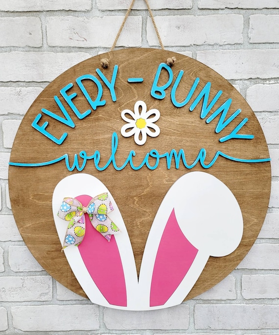 Every Bunny Welcome Door Hanger Easter Porch Decor DIY | Etsy