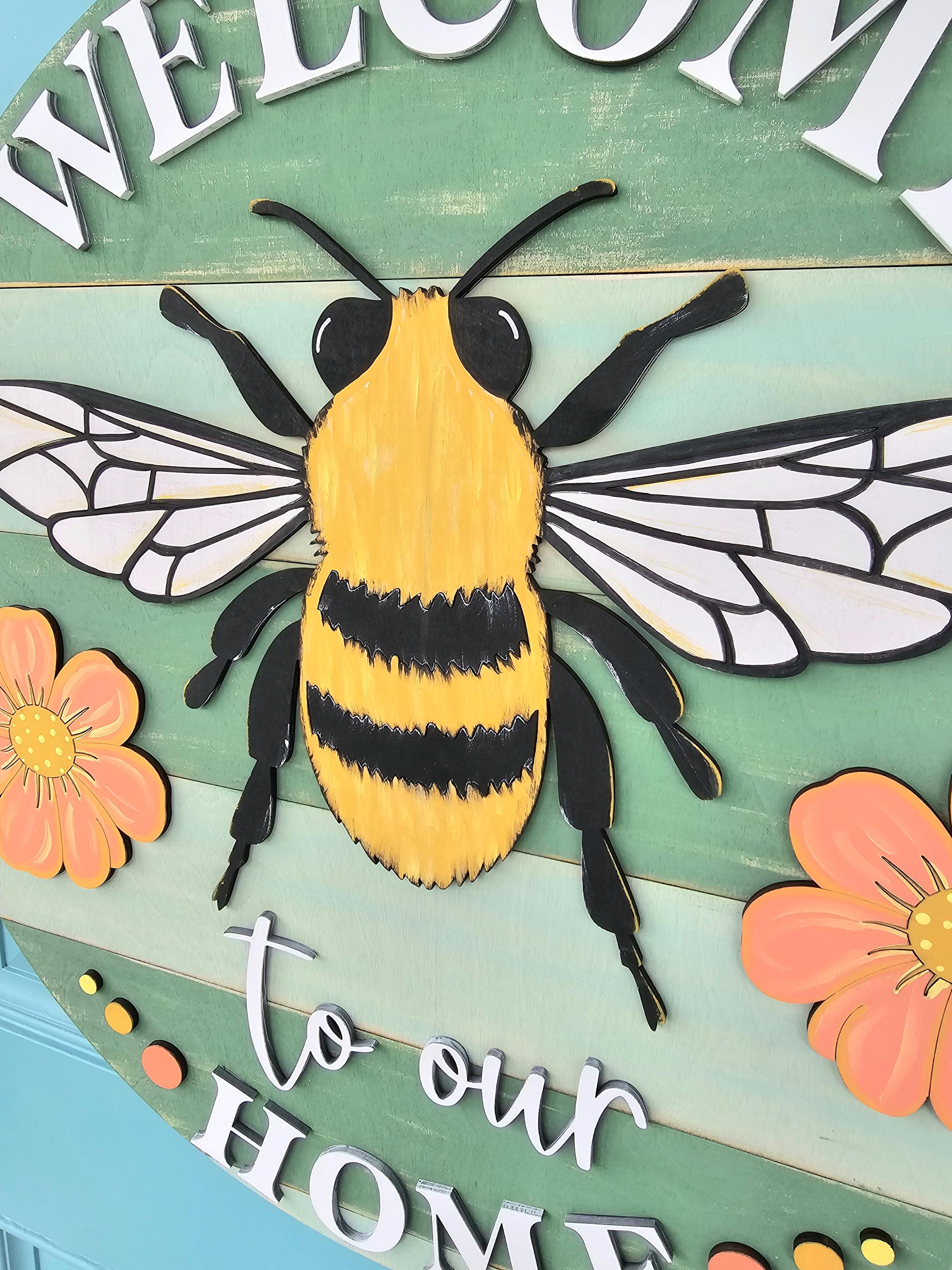 Welcome to Our Home Bee Door Hanger | Bee Decor | Spring Bee Decor ...