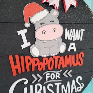 Hippopotamus for Christmas Door Hanger | Christmas Humor | Hippo Door ...
