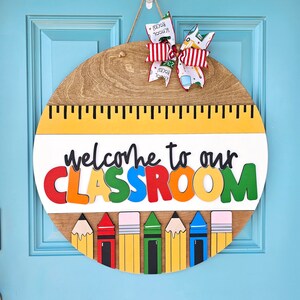 Welcome to Our Classroom Door Hanger | Teacher Gift | Classroom Decor ...