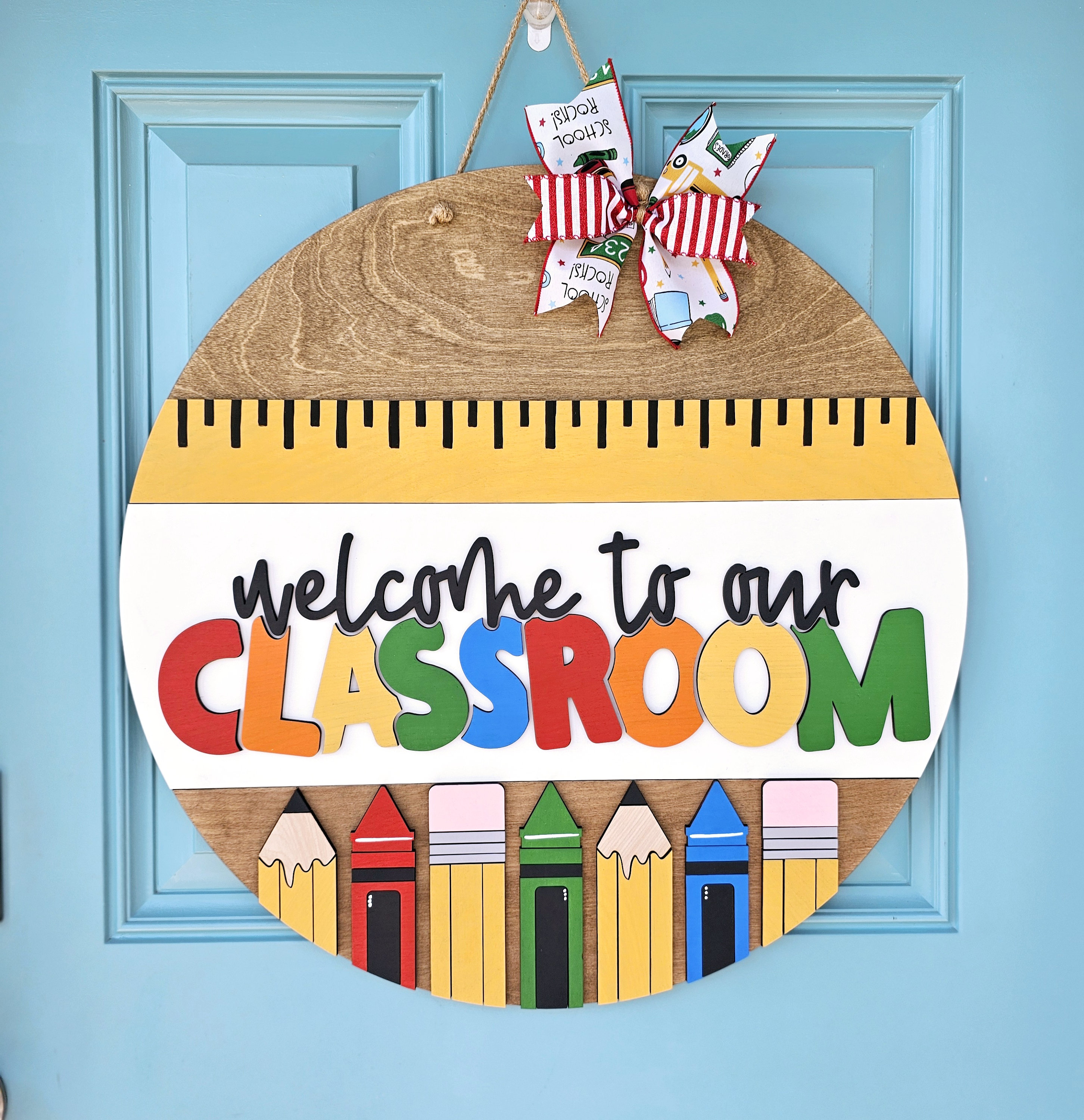 Classroom Welcome Sign | Teacher Door Hanger, 3D Wood Decor - Etsy