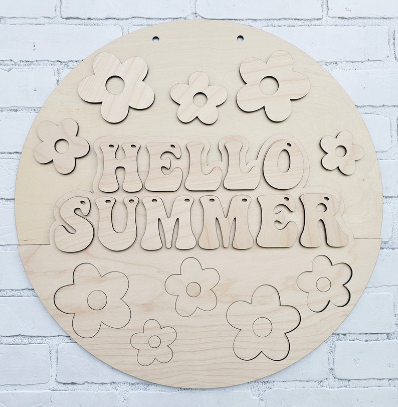 Hello Summer Retro Flower Door Hanger | Summer Porch Decor | DIY Retro ...
