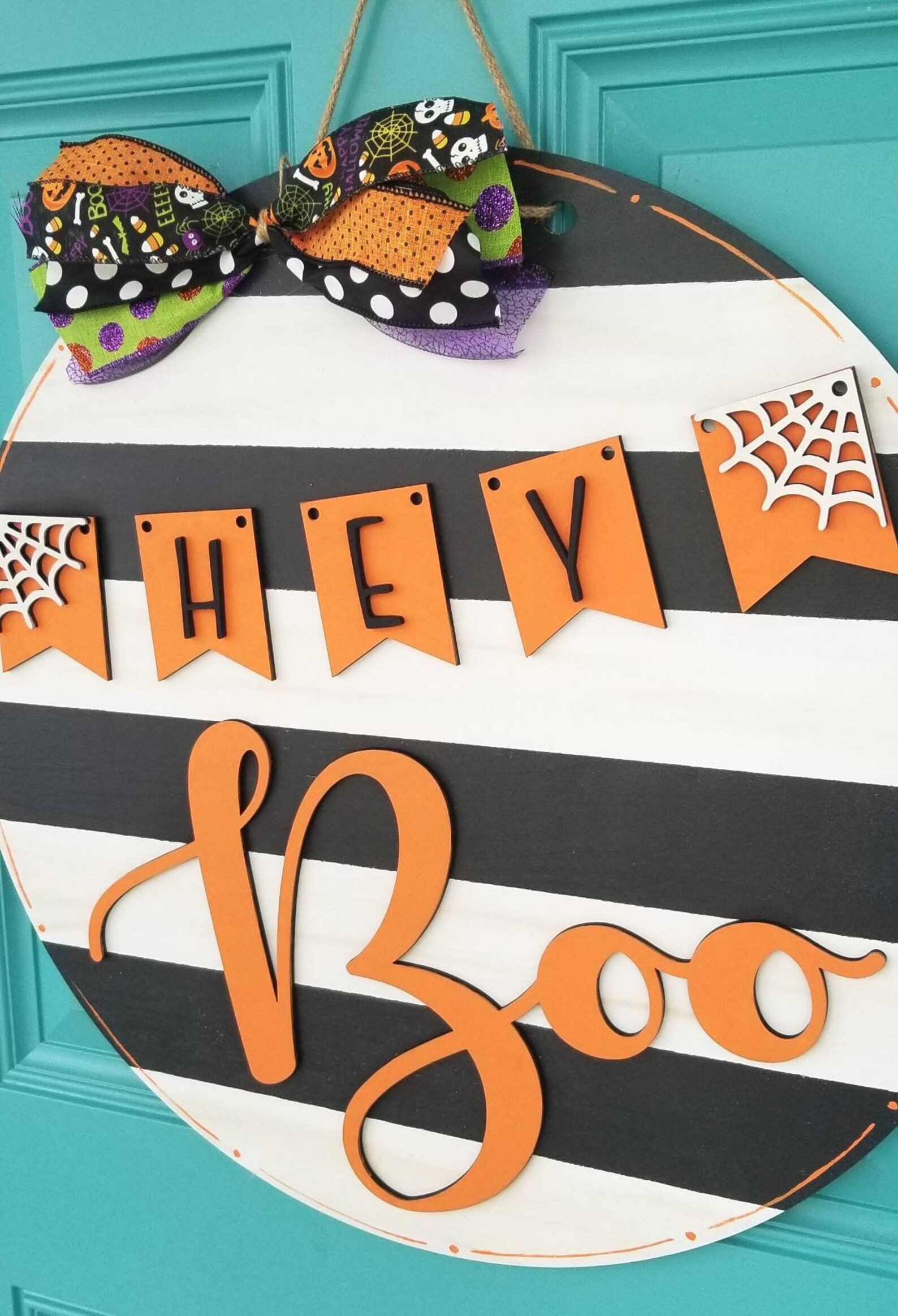 Hey Boo Halloween Door Hanger Halloween Porch Decor - Etsy