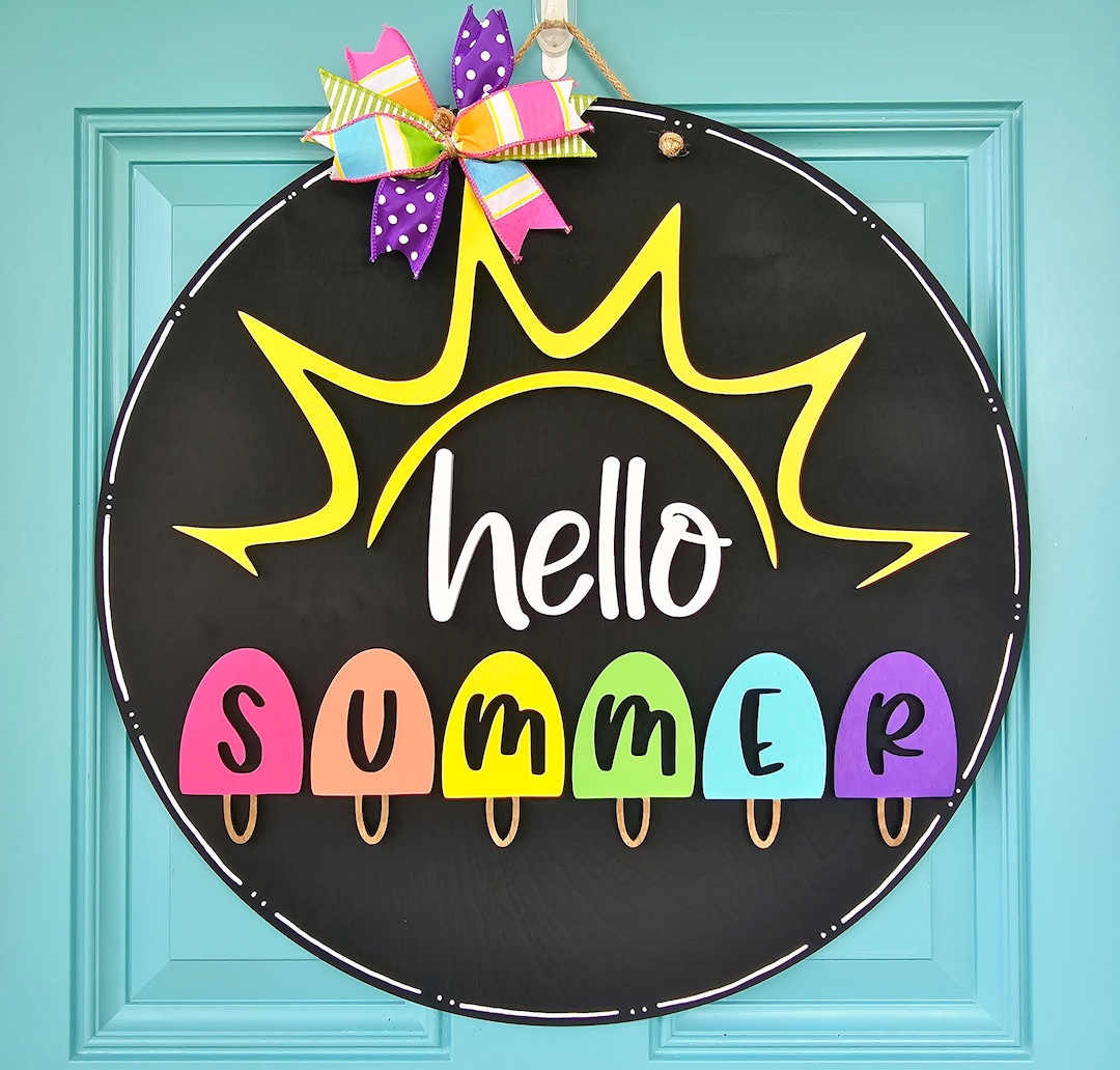 Hello Summer Sun Ray & Popsicle Door Hanger | Popsicles and Summer ...