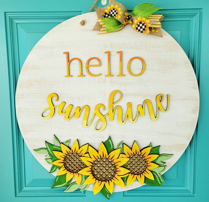 Hello Sunshine Sunflower Door Hanger DIY Sunflower Door - Etsy