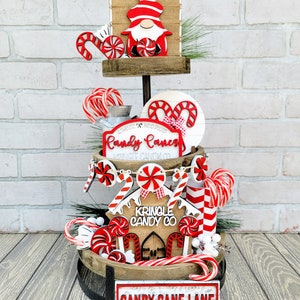 Candy Cane Christmas Tiered Tray Set | Candy Cane Gnome| Candy Cane ...
