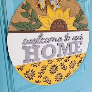 Welcome to Our Home Sunflower Door Hanger | Sunflower Door Decor | DIY ...