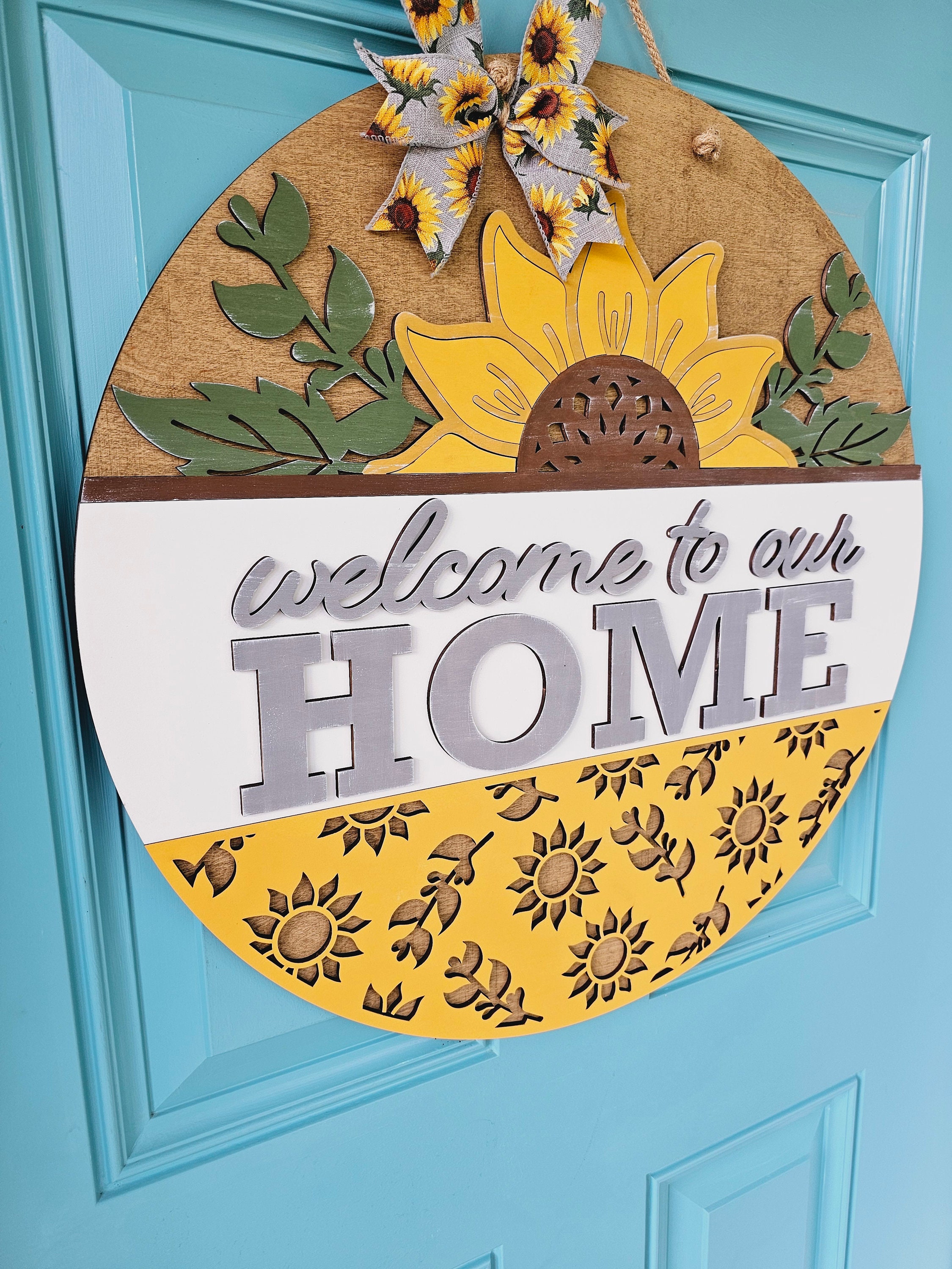 Welcome to Our Home Sunflower Door Hanger | Sunflower Door Decor | DIY ...