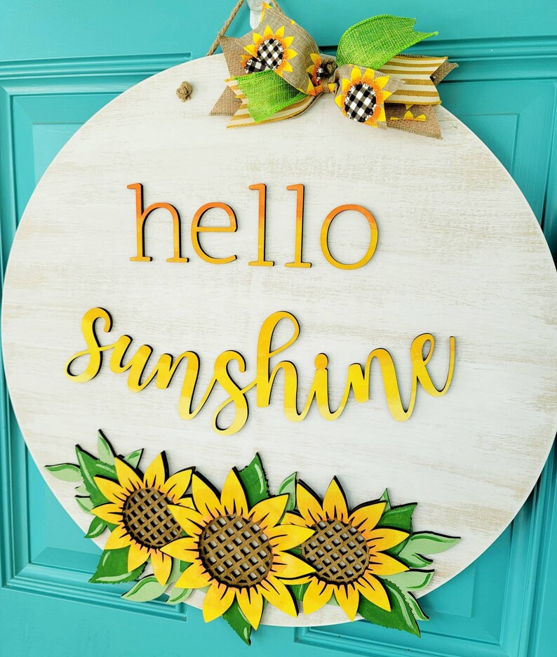 Hello Sunshine Sunflower Door Hanger DIY Sunflower Door - Etsy